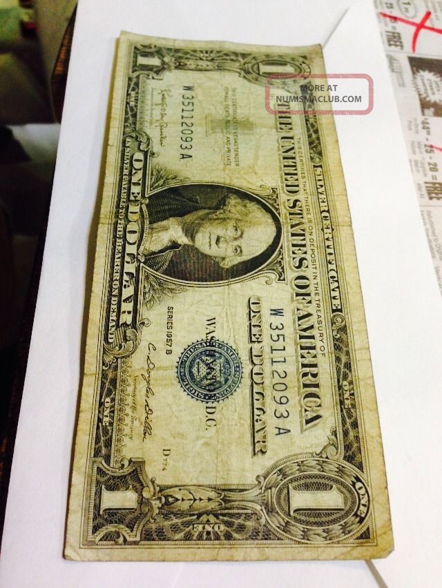 Vintage 1957 - B Series ($1) One Dollar Bill Blue Seal Silver Certificate