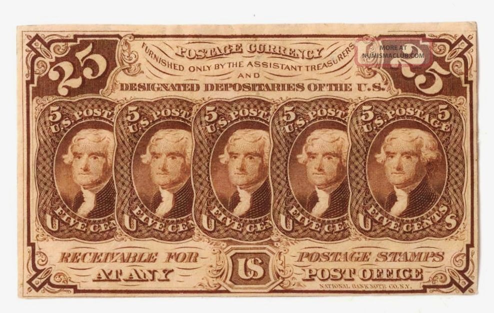 Twenty Five Cent Fractional Note First Issue Straight Edges No Monogram ...
