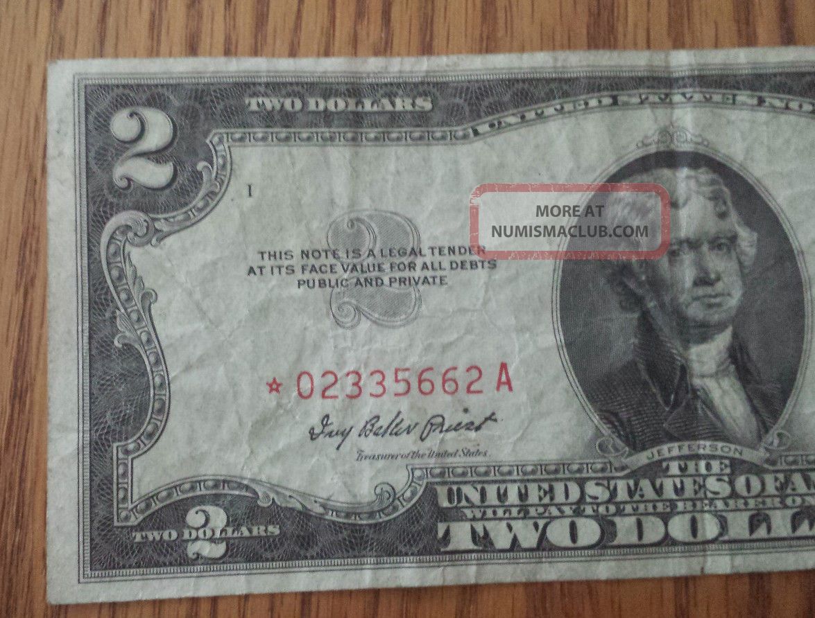 1953 A $2 Two Dollars Star United States Replacement Note