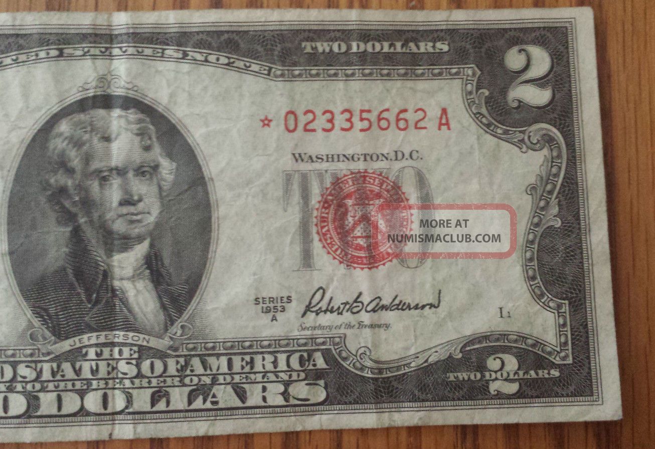 1953 A $2 Two Dollars Star United States Replacement Note