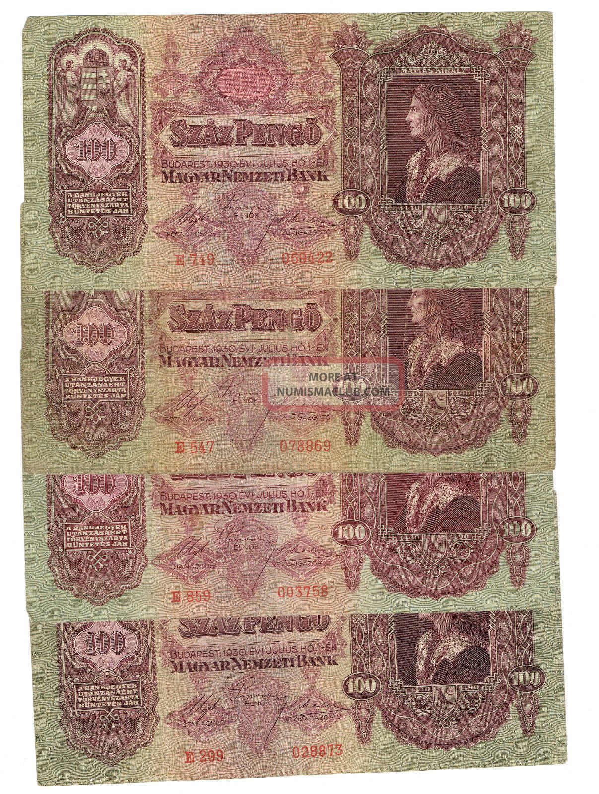 Hungary 100 Pengo Note, 1930 P98 Old World Currency