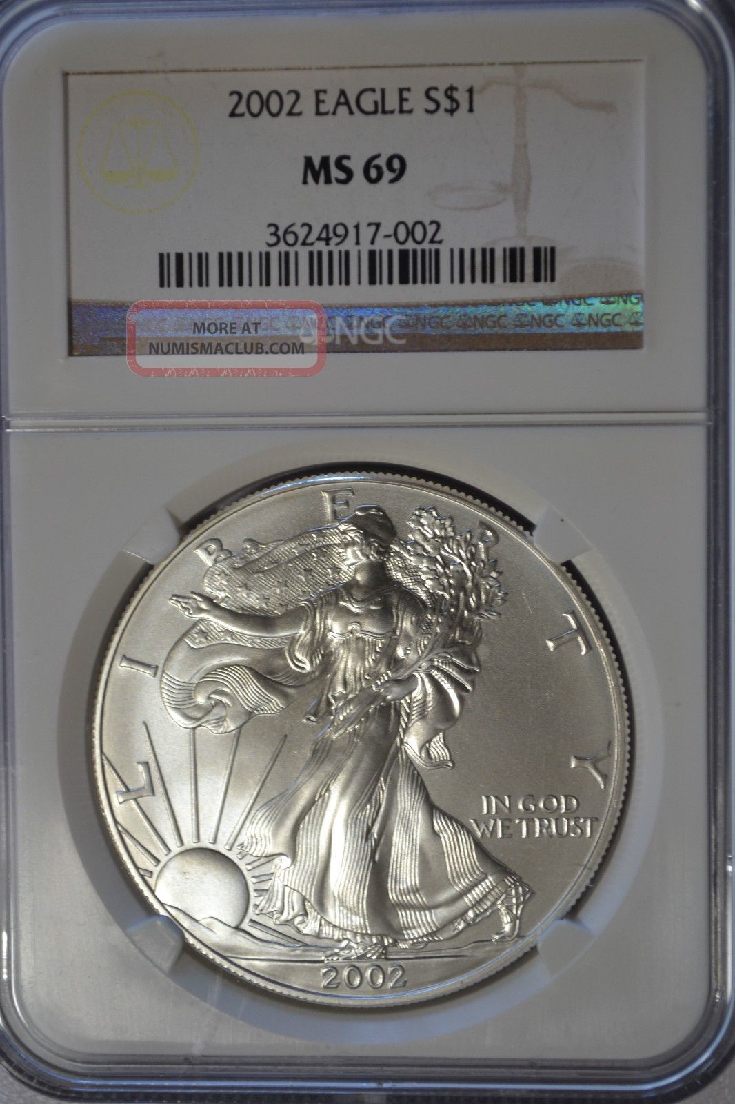 2002 Silver American Eagle Ngc Ms69