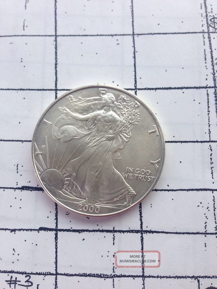 2000 American Eagle Silver Dollar 1. 0 Oz. 999 Fine Liberty Walking