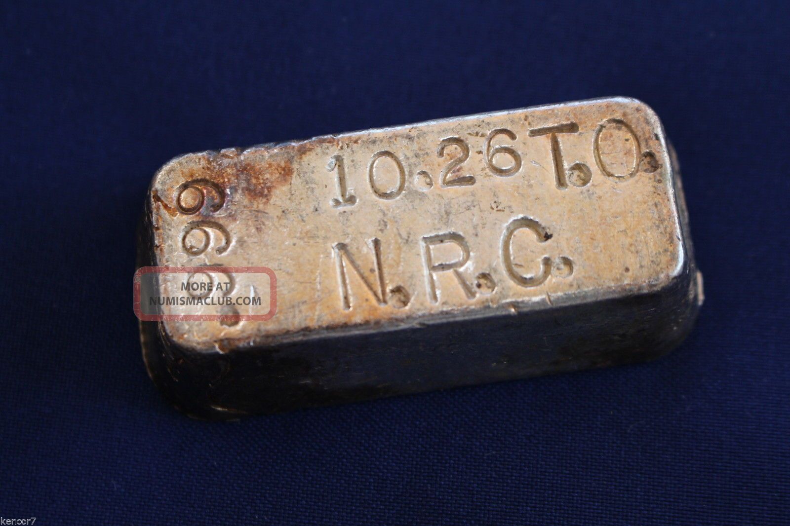 N. R. C. Poured Chunky Style Silver Ingot 10. 26 Troy Ounces. 999 Fine ...