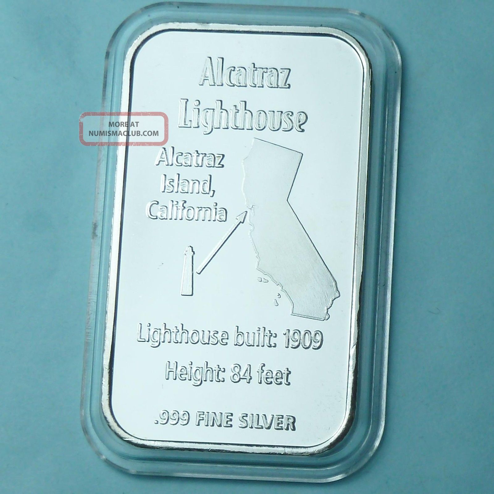 Lighthouse Alcatraz Island, California 1 Oz. 999 Fine Enamel Silver Bar ...