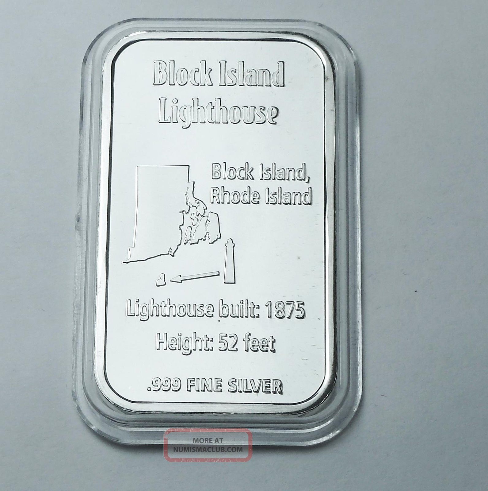 Lighthouse Block Island, Rhode Island 1 Oz. 999 Fine Enamel Silver Bar ...