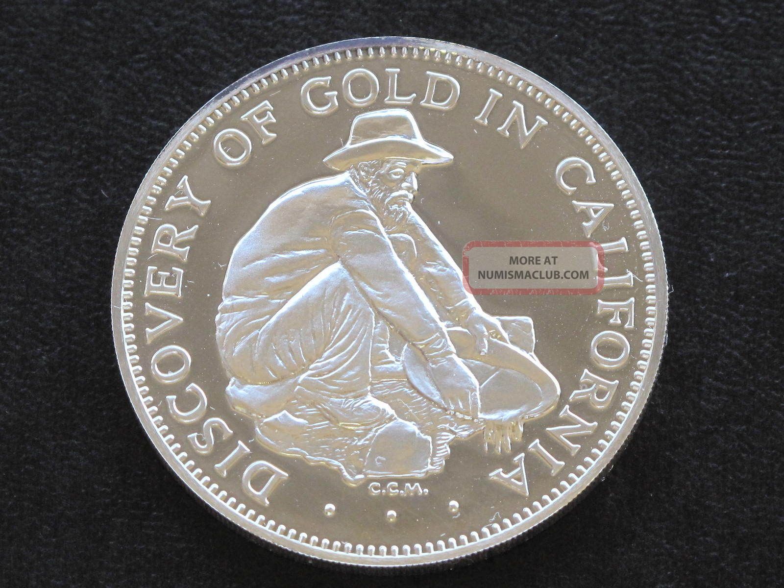California Gold Discovery Sterling Silver Coin Medal Franklin D1034