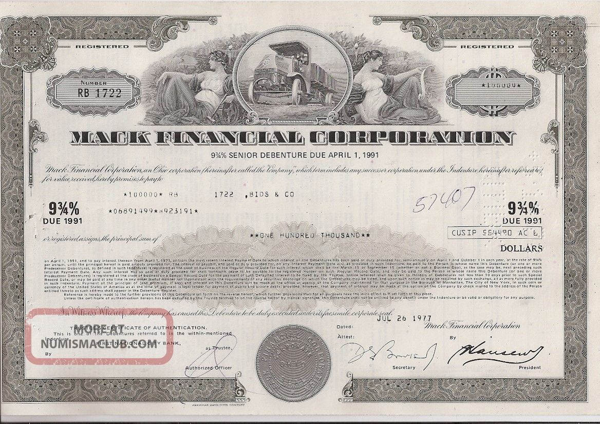 Mack Financial Corporation. . . . . Debenture Due 1991