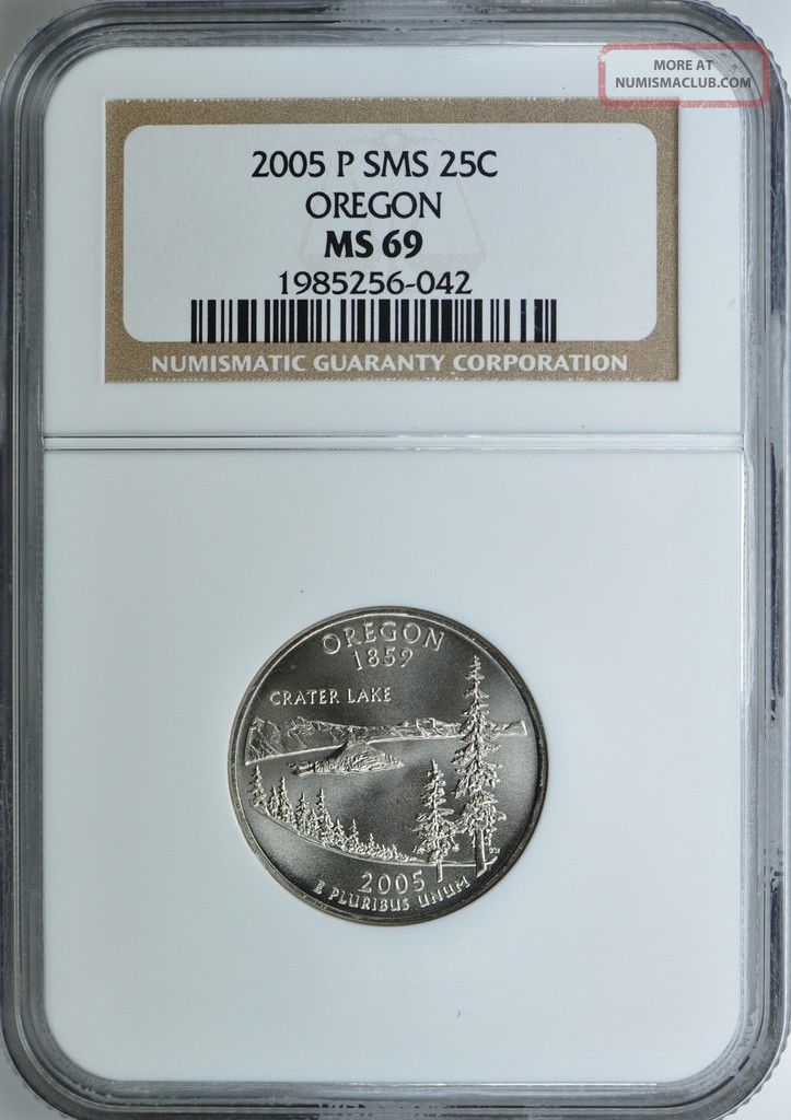 2005 - P Oregon Sms State Quarter 25c Ngc Ms69