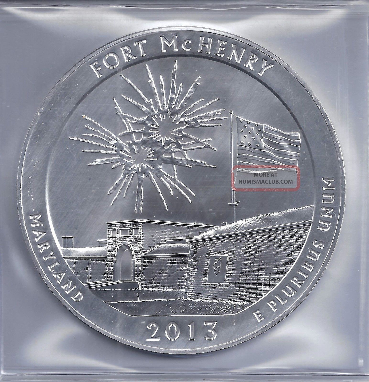 2013 Us America The Atb Quarter 5 Oz. 999 Silver Fort Mchenry