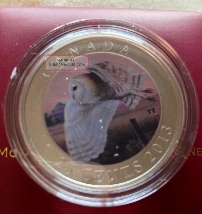 2013 Barn Owl:birds Of Canda Coin Series: Quarter / 25 Cent