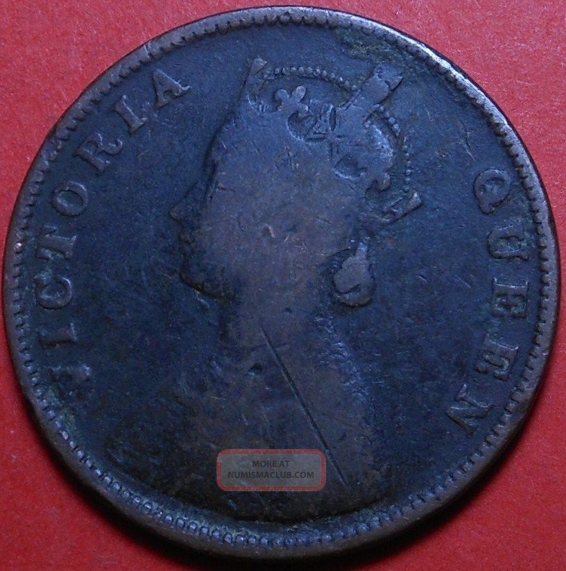 Great Britain. India. Half Anna 1862. Queen Victoria