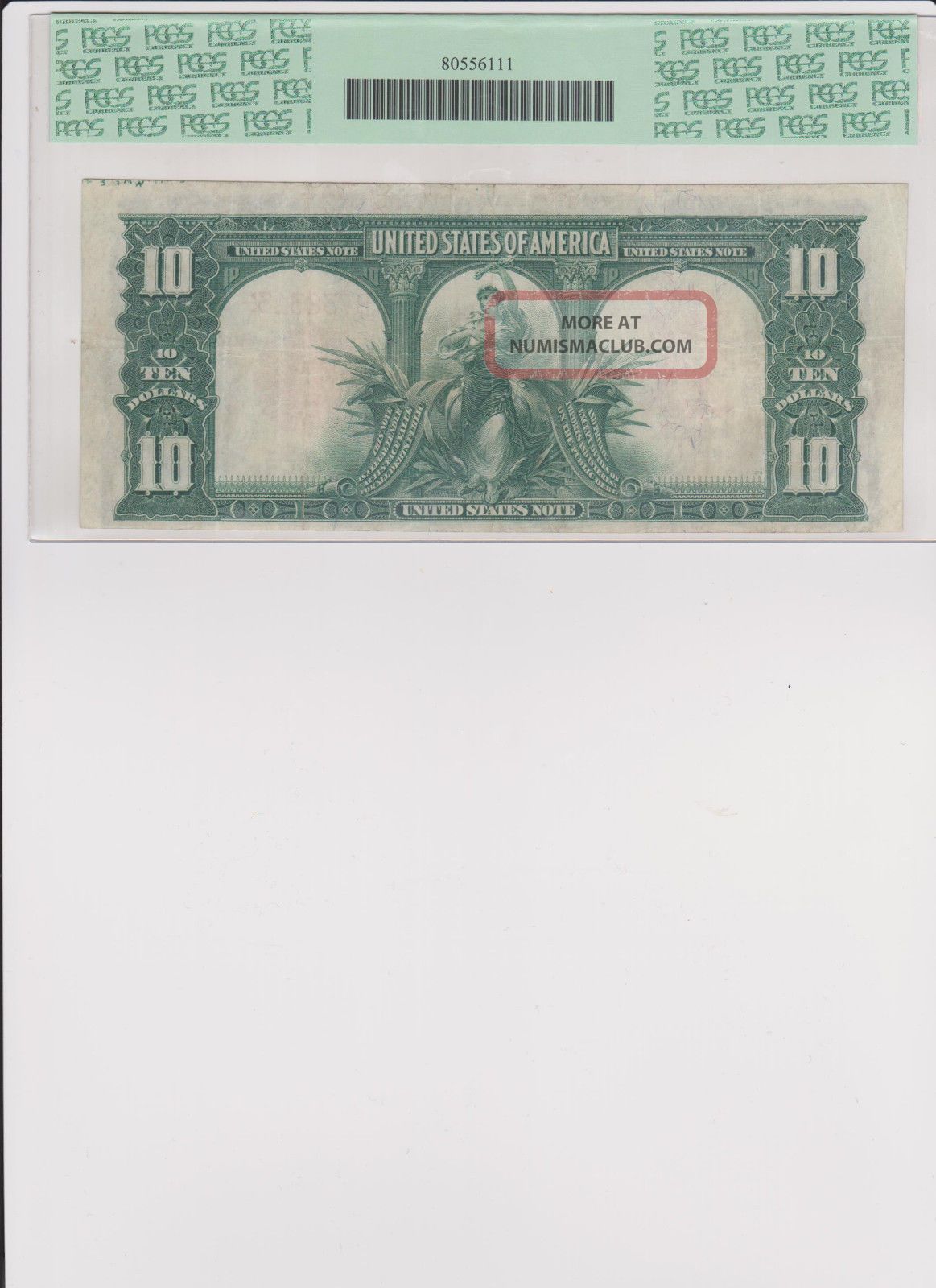 1901 $10 Legal Tender Buffalo Note Fr 116 Pcgs Graded Very Fine 25 Currency
