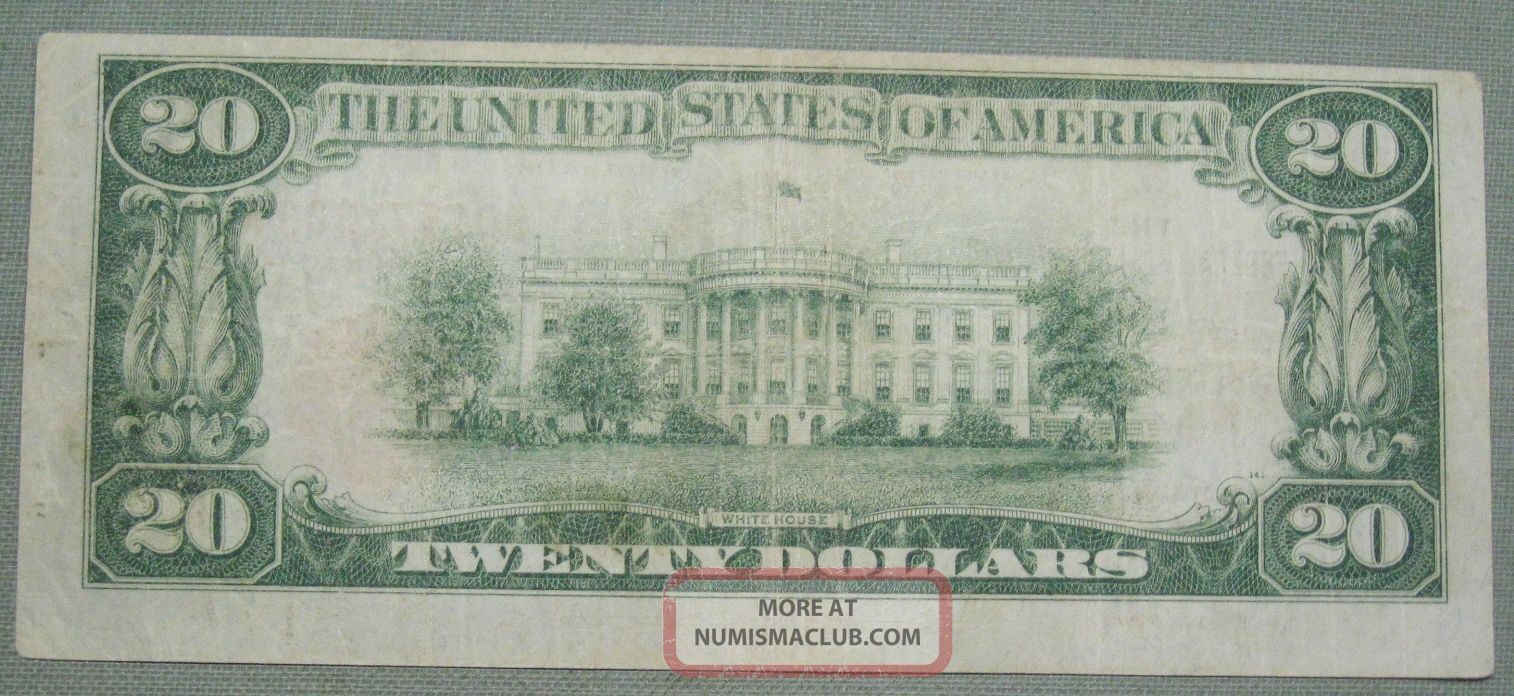 1929 $20 Dollar National Currency Note Grading Vf York 1303a Pm2
