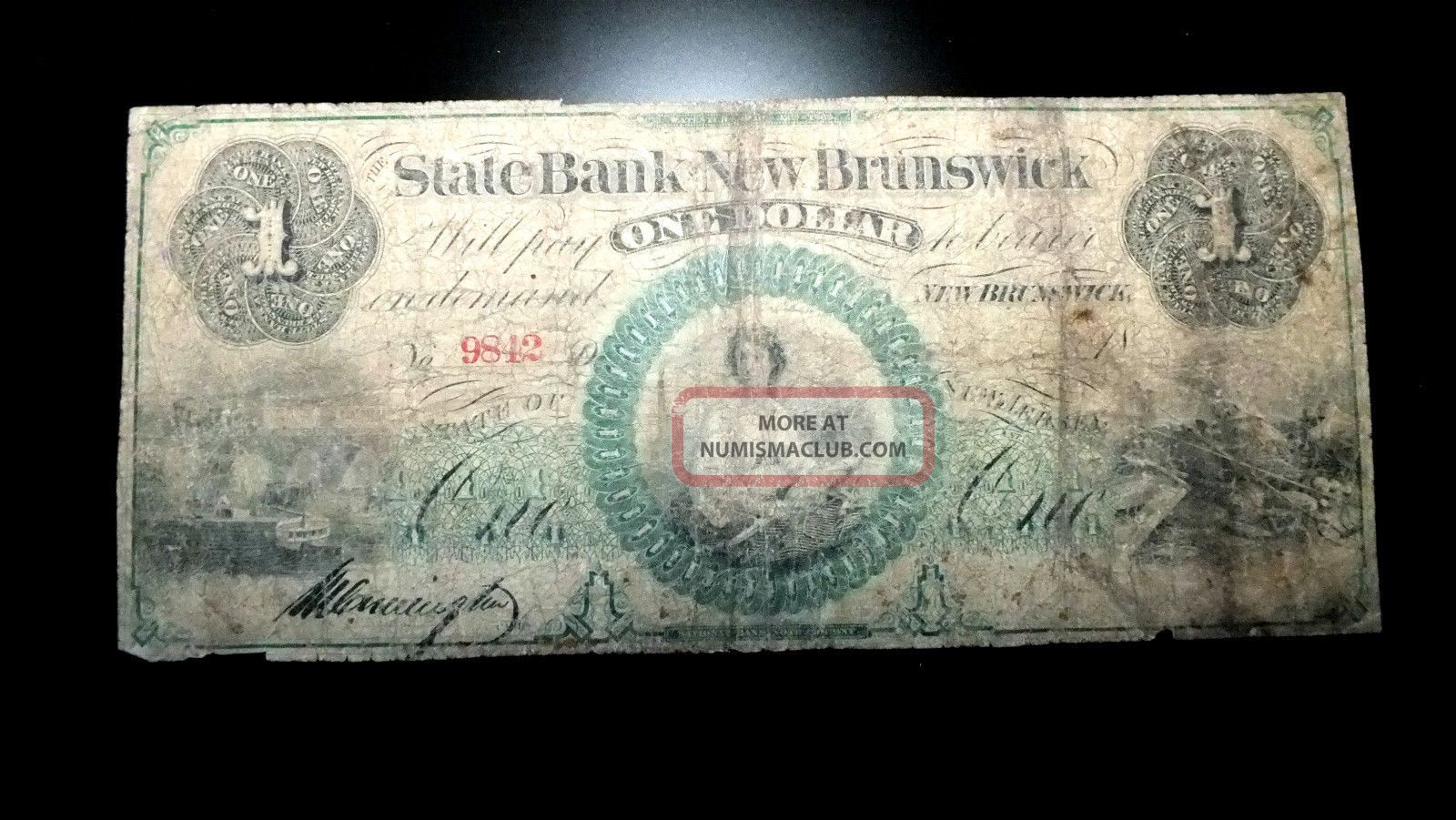 Scarce $1 Note, State Bank Of Brunswick, Jersey