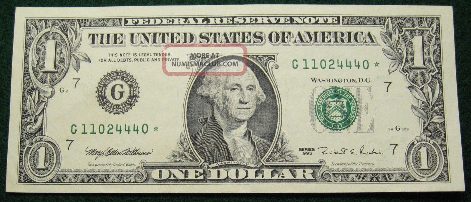 1995 One Dollar Federal Reserve Star Note Grading Gem Cu Chicago 4440 Pm8