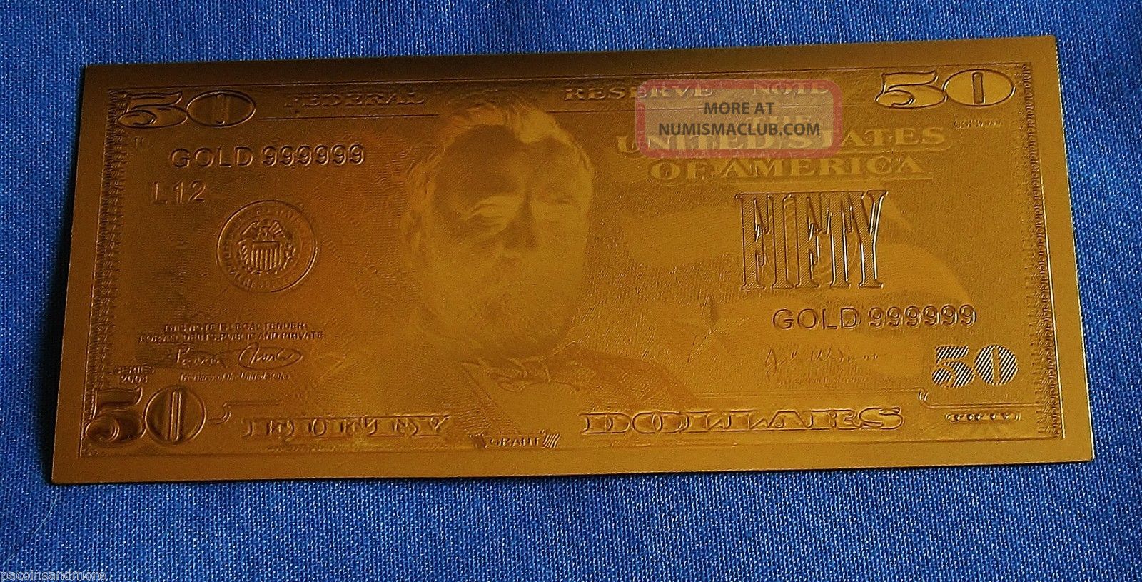 24kt. Gold $50 Bank Note Quality Individually Die Struck, Beauty