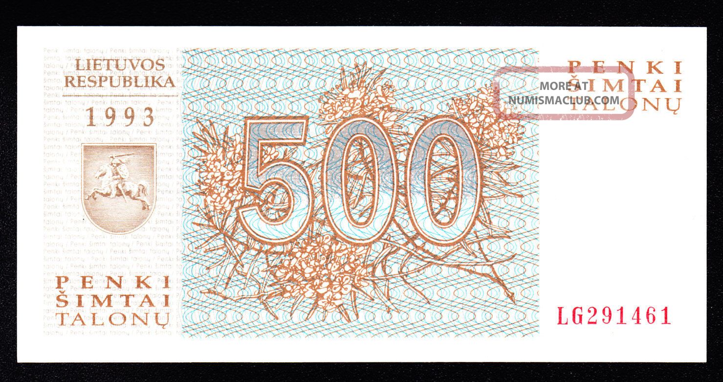 Lithuania 500 Talonu 1993 Lg Pick 46 Unc.