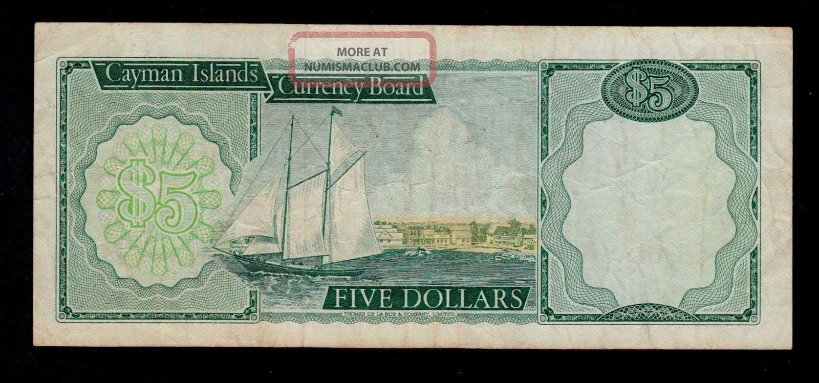 Cayman Islands 5 Dollars L. 1974 A/1 Pick 6a F - Vf.