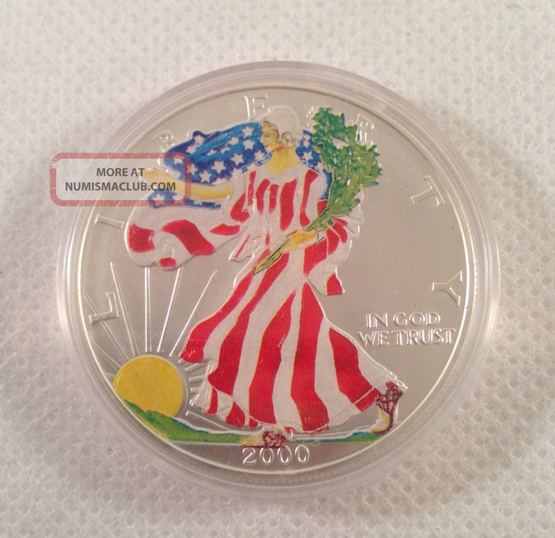 2000 American Eagle Both Sides Colorized Walking Liberty Silver Dollar 1 Oz