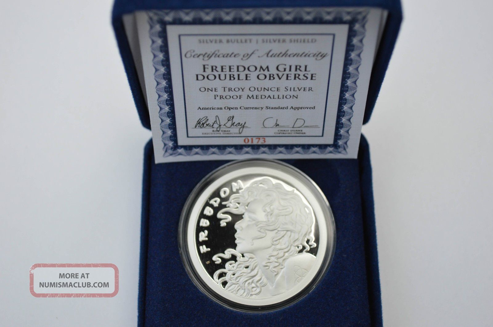 Sbss 1oz Freedom Girl Double Observe " Rare With