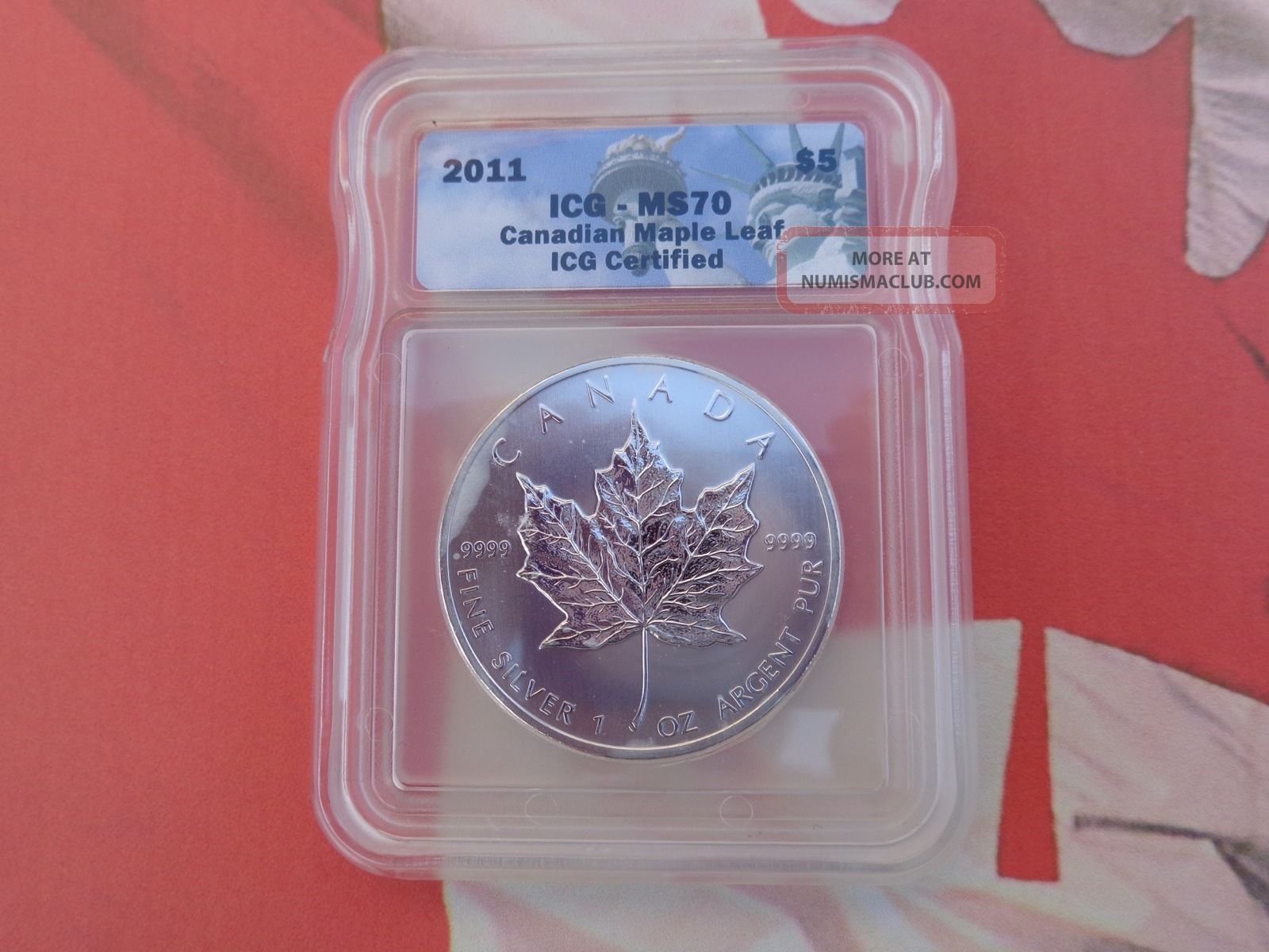 2011 Canadian Maple Leaf Coin. 9999 Fine Silver Icg - Ms70