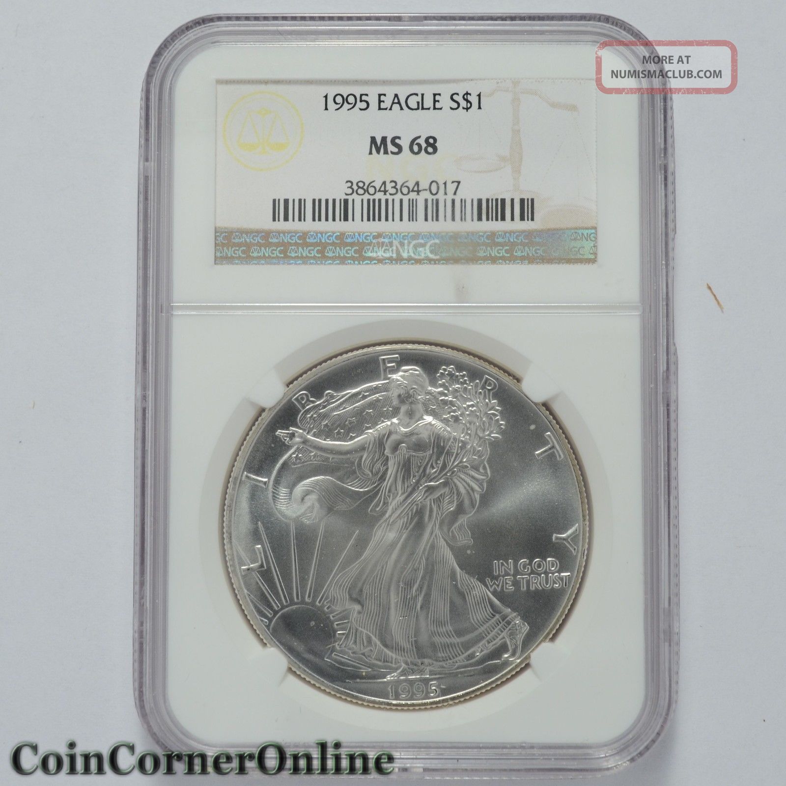 1995 U. S. Dollar Silver Eagle Ngc Ms68 (slx706)