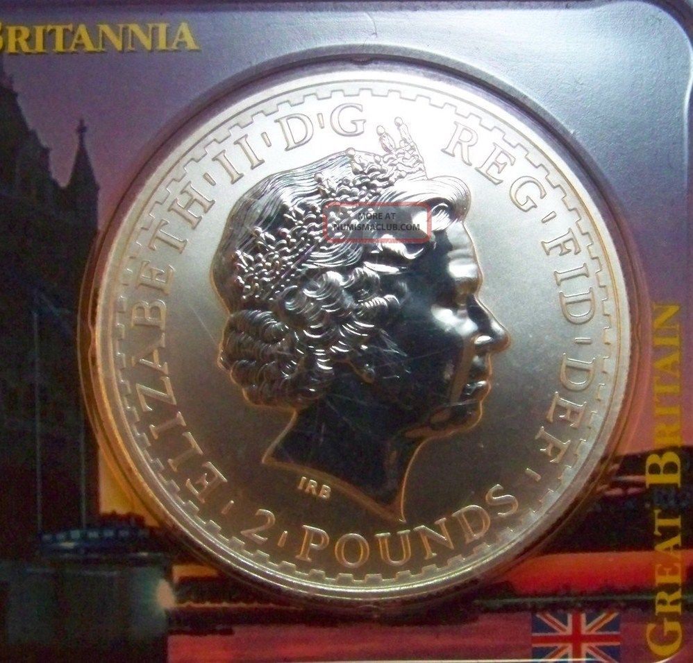 2000 Great Britain Uk £2 Pounds - Standing Britannia - 1 Oz Bu Silver ...