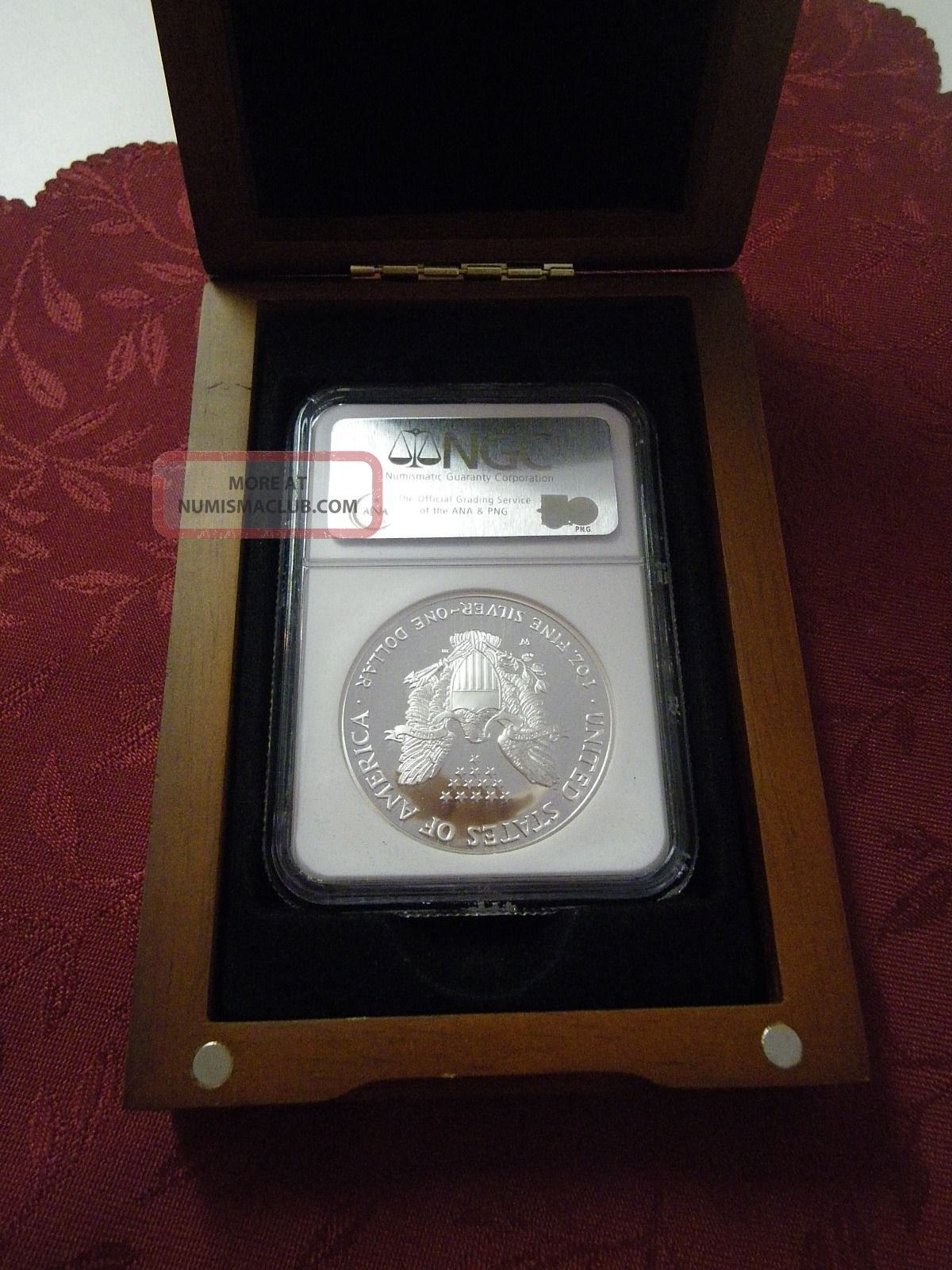 2004 American Silver Eagle (w) Ngc Pf70 Uc With Wooden Display Case