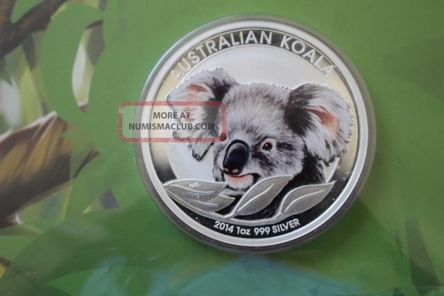 2014 Australian 1 Oz Silver Koala Coloured Coin (in Display Card)