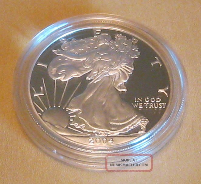 2004 - W Proof American Silver Eagle Coin With U. S.