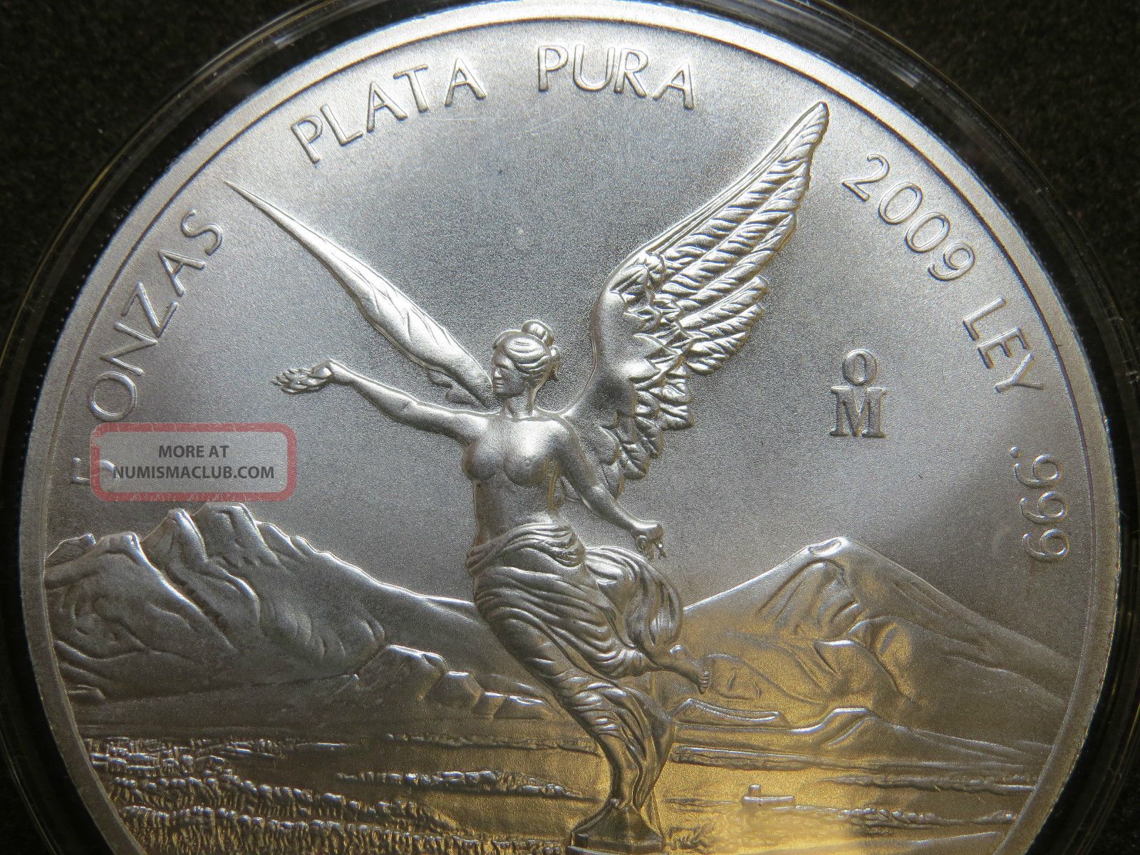 2009 5 Oz Silver Coin Mexican Libertad 1 Onza Plata Pura Ley. 999 Mexicanos