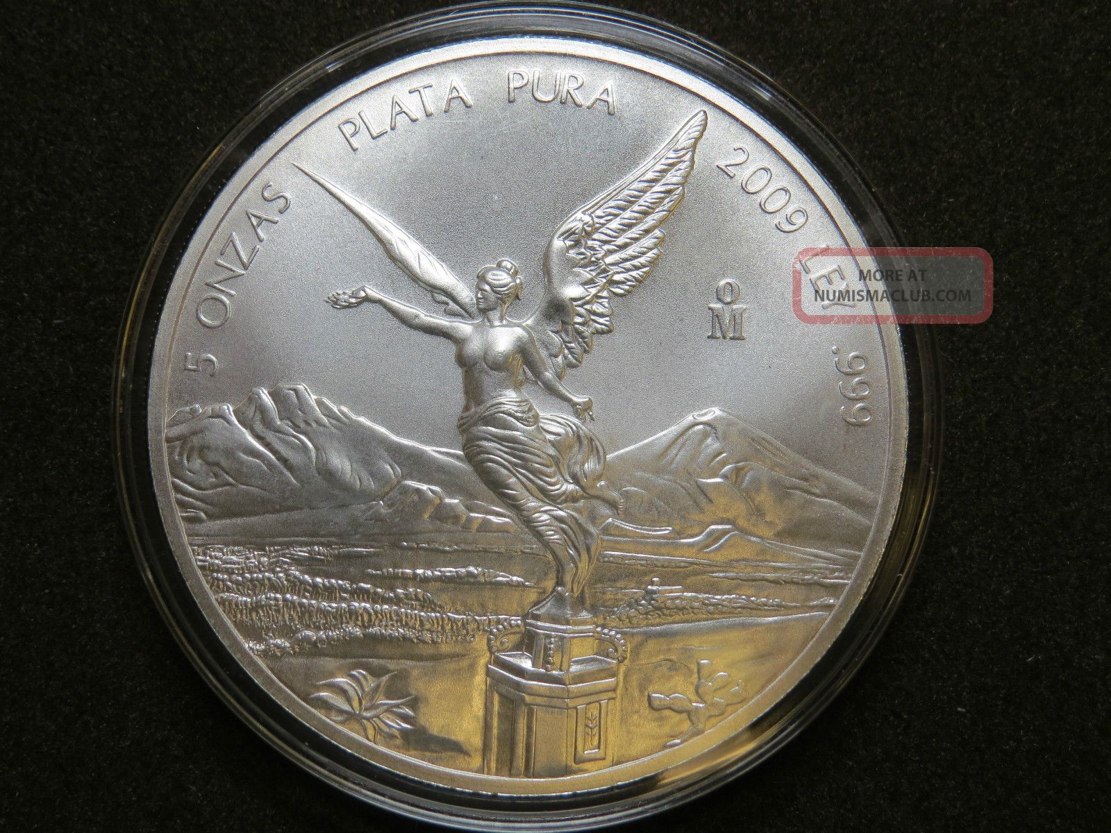2009 5 Oz Silver Coin Mexican Libertad 1 Onza Plata Pura Ley. 999 Mexicanos