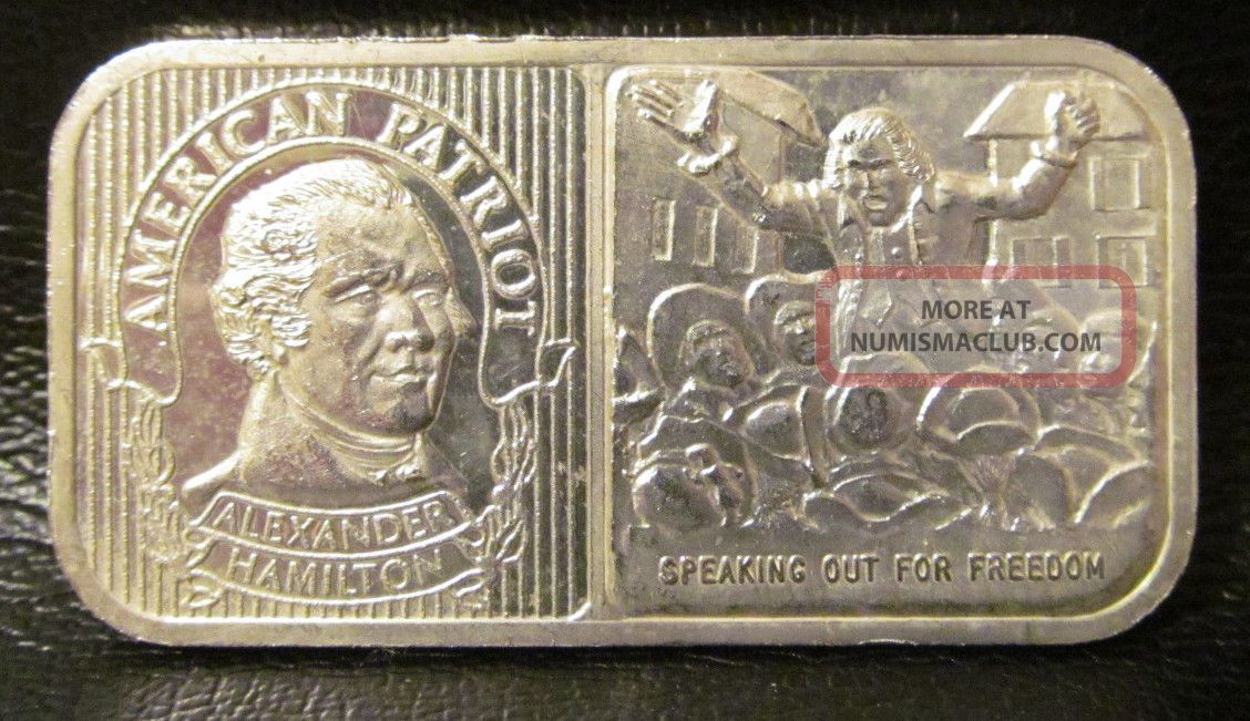 Alexander Hamiltn. 999 Fine Silver 20 Grams Silver Bar Limited Edition Rare