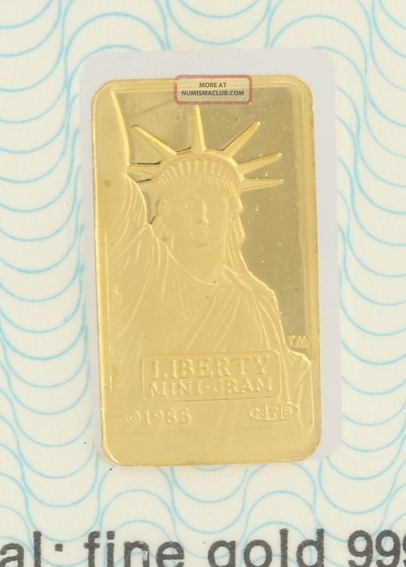 Liberty Mini - Gram Gold Bar Solid 24k Gold Balerna Switzerland 999. 9 ...