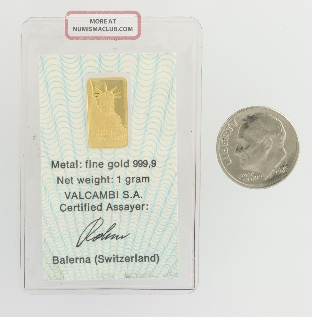 Liberty Mini - Gram Gold Bar Solid 24k Gold Balerna Switzerland 999. 9 ...
