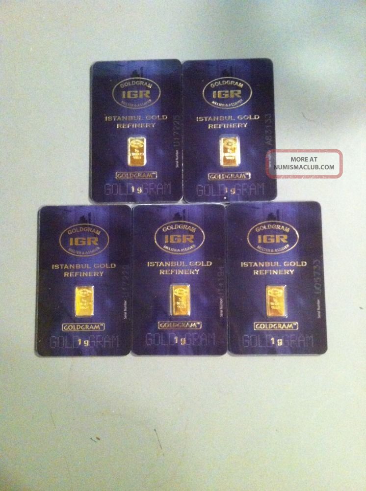 X5 1 Gram Istanbul Refinery Gold Bar. 9999 Fine