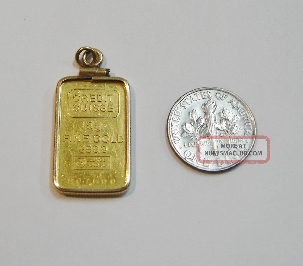 5 Gram Credit Suisse 9999 Fine Gold Bar With 14k Bezel/bale As A ...