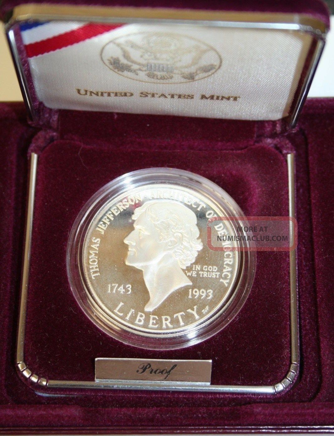 Thomas Jefferson 250th Anniversary Proof Silver Dollar