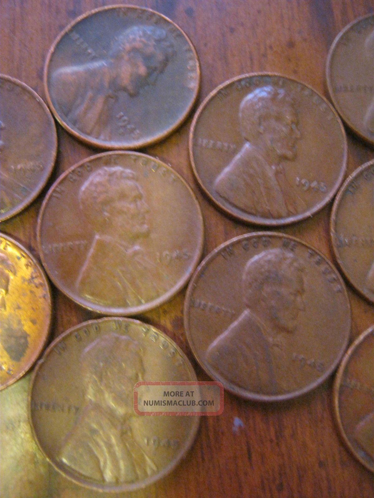 13 1945 D S P Pennies Penny Wheat Lincoln Circulated Ungraded One Cent