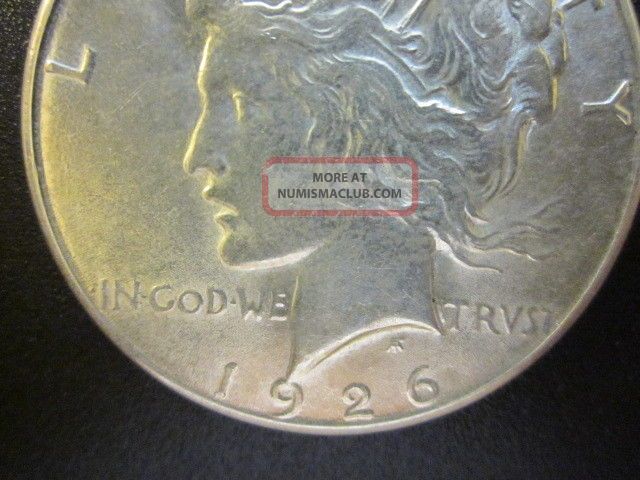 1926 S Peace Silver Dollar Coin - Au -, Luster Golden Tone