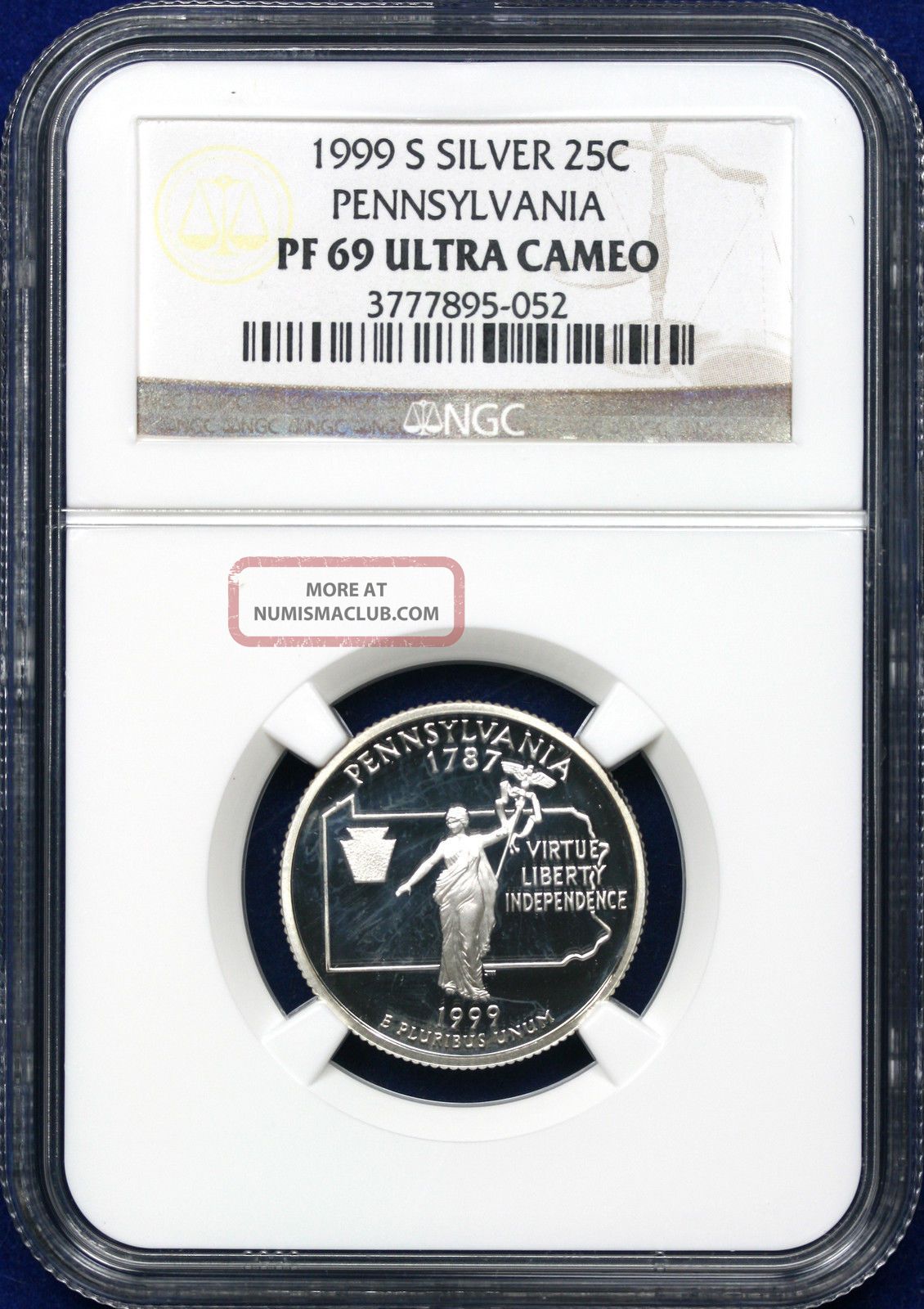 1999 - S Silver 25c Ngc Proof 69 Ultra Cameo Pennsylvania State Quarter 1999 - S Silver 25c Ngc Proof 69 Ultra Cameo Pennsylvania State Quarter