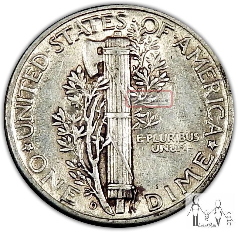 1945 D About Uncirculated Au Mercury Silver Dime 10c Us Coin B95