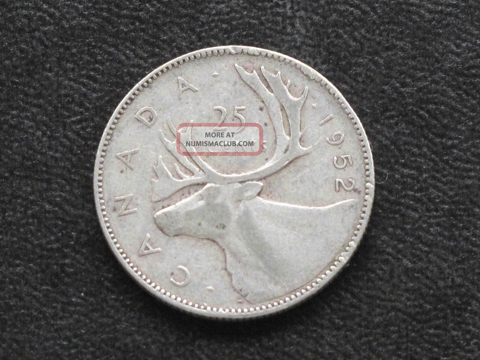1952 Canada Twenty Five 25 Cents 80% Silver Coin D0647