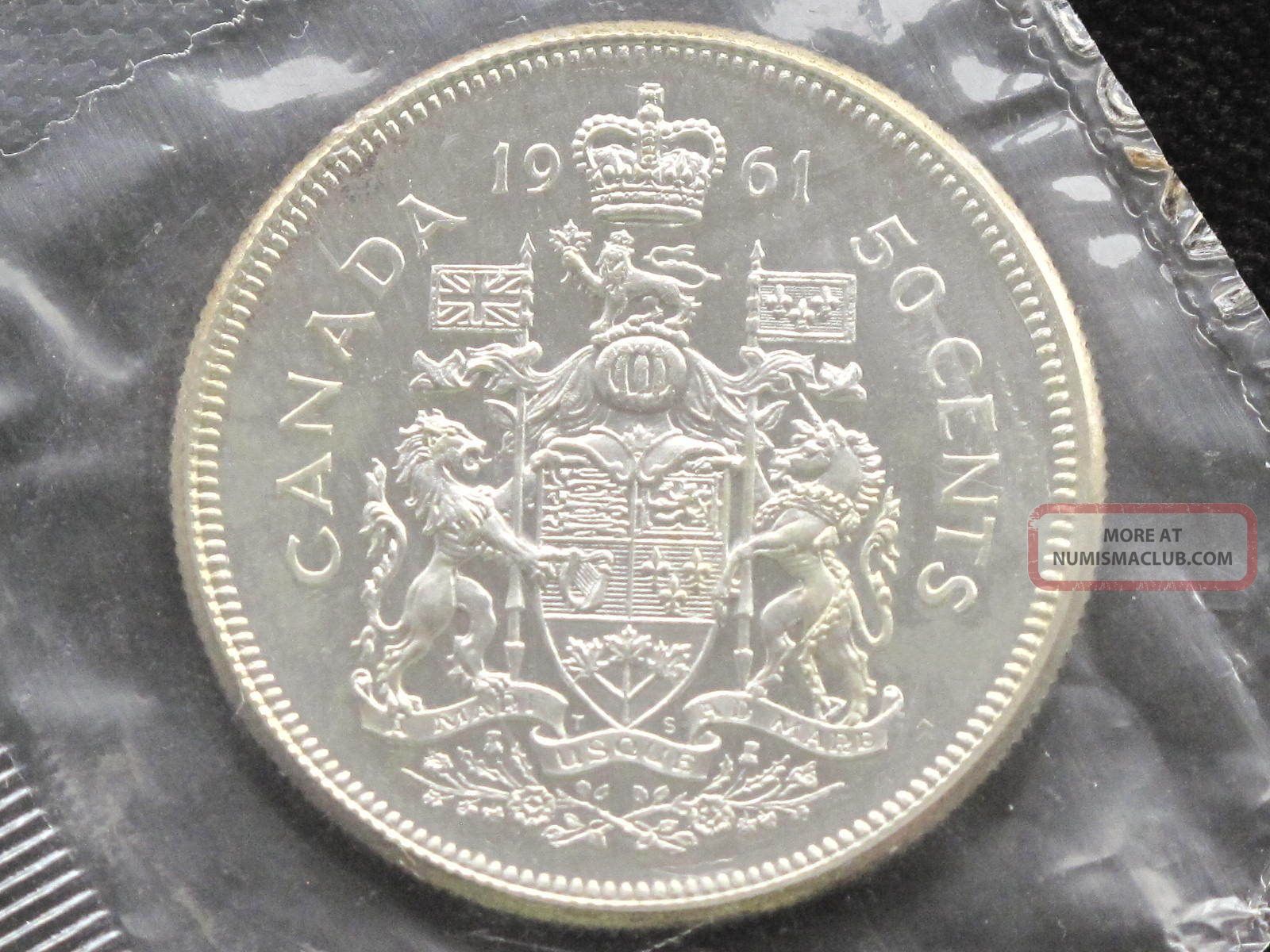 1961 Canada Fifty Cents Elizabeth Ii Silver Proof - Like Coin D0580