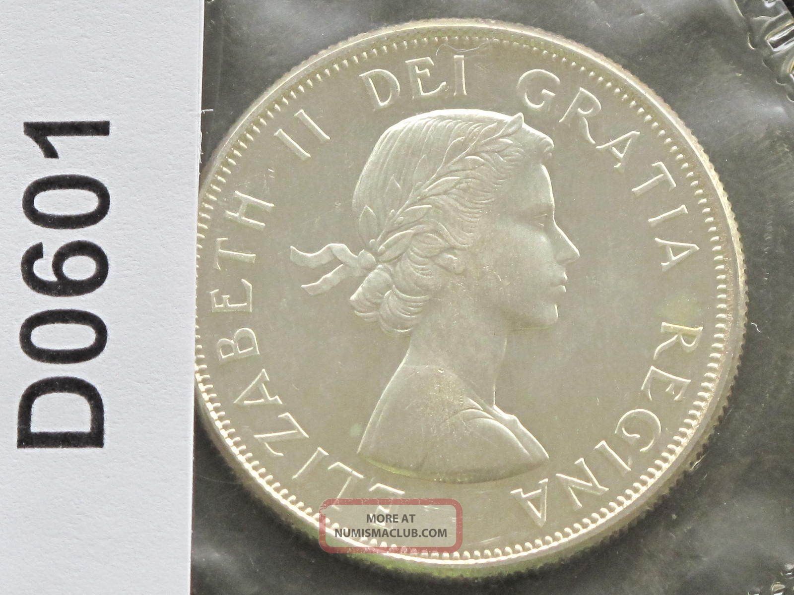 1961 Canada Fifty Cents Elizabeth Ii Silver Proof - Like Coin D0601