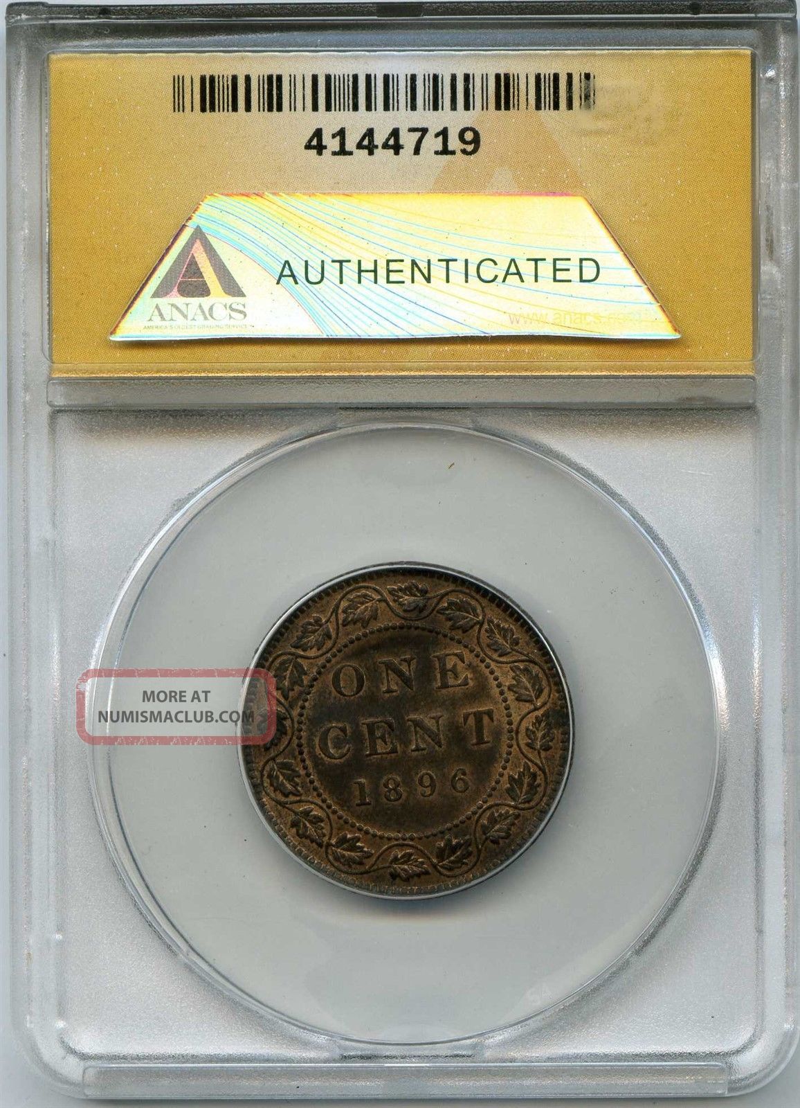 1896 Anacs Ms63rb Canada One Cent 1c Red Brown