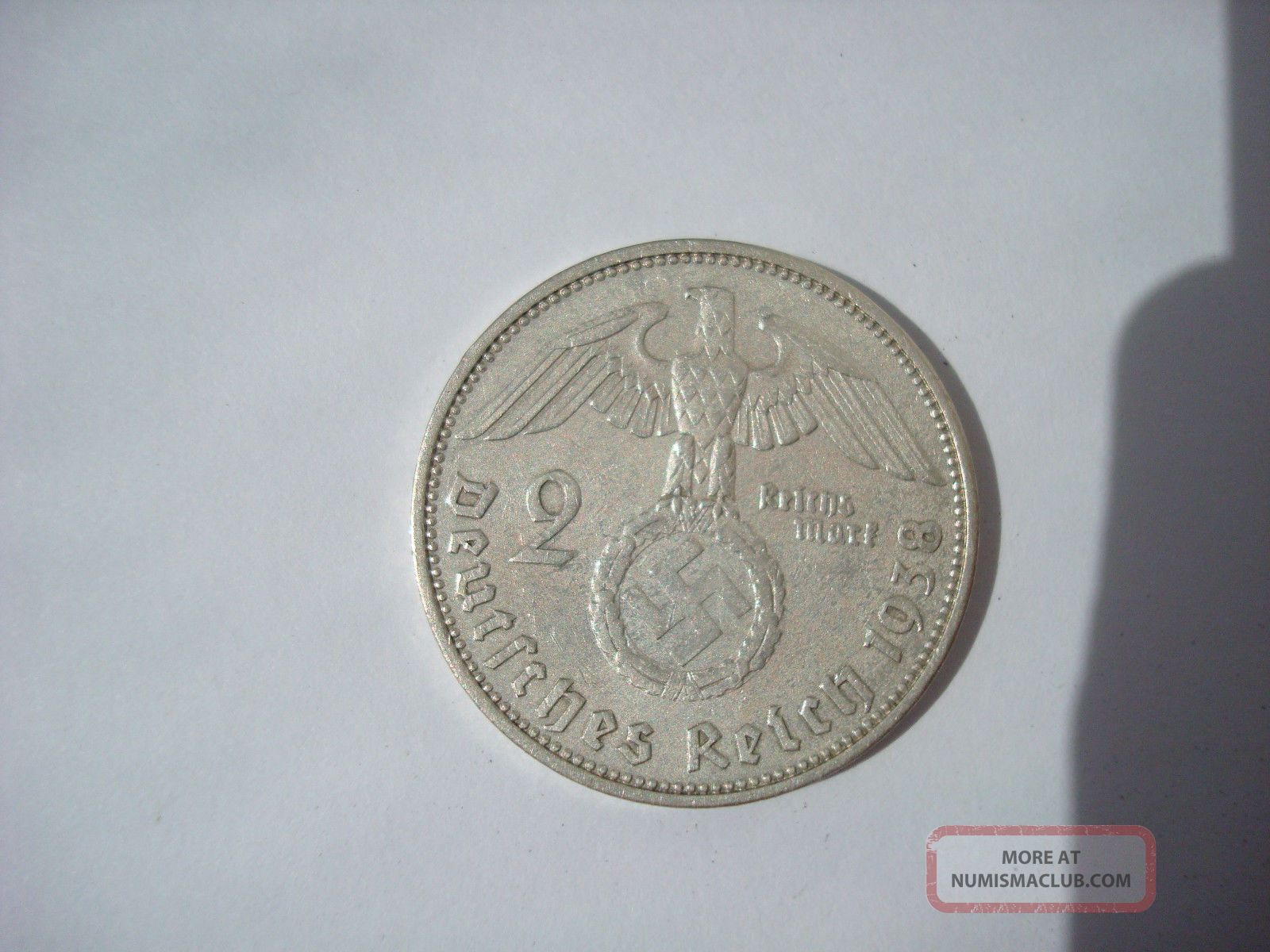 2 Reichsmark 1938 - A German Hitler Silver Coin Third Reich Nazi ...