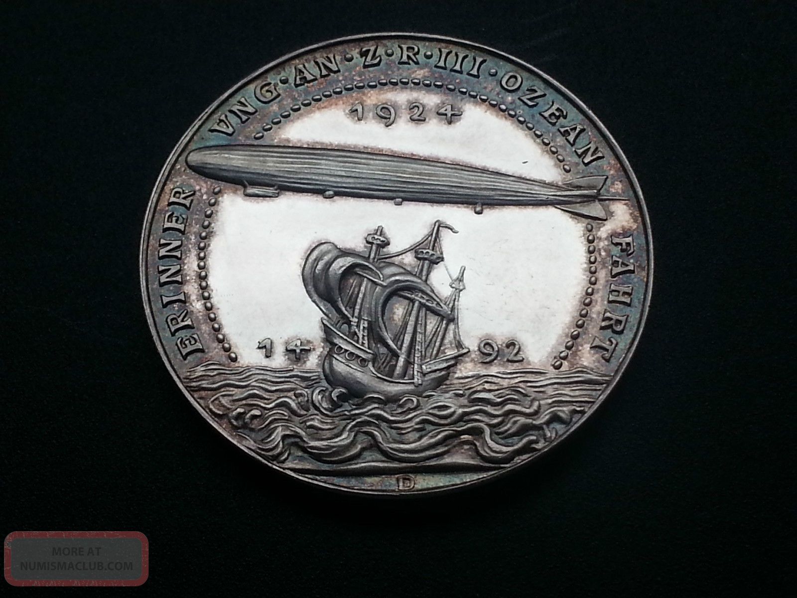 Silver Medal Zeppelin In 1924, In Memory Of The Ocean Voyage Of The Zr Iii