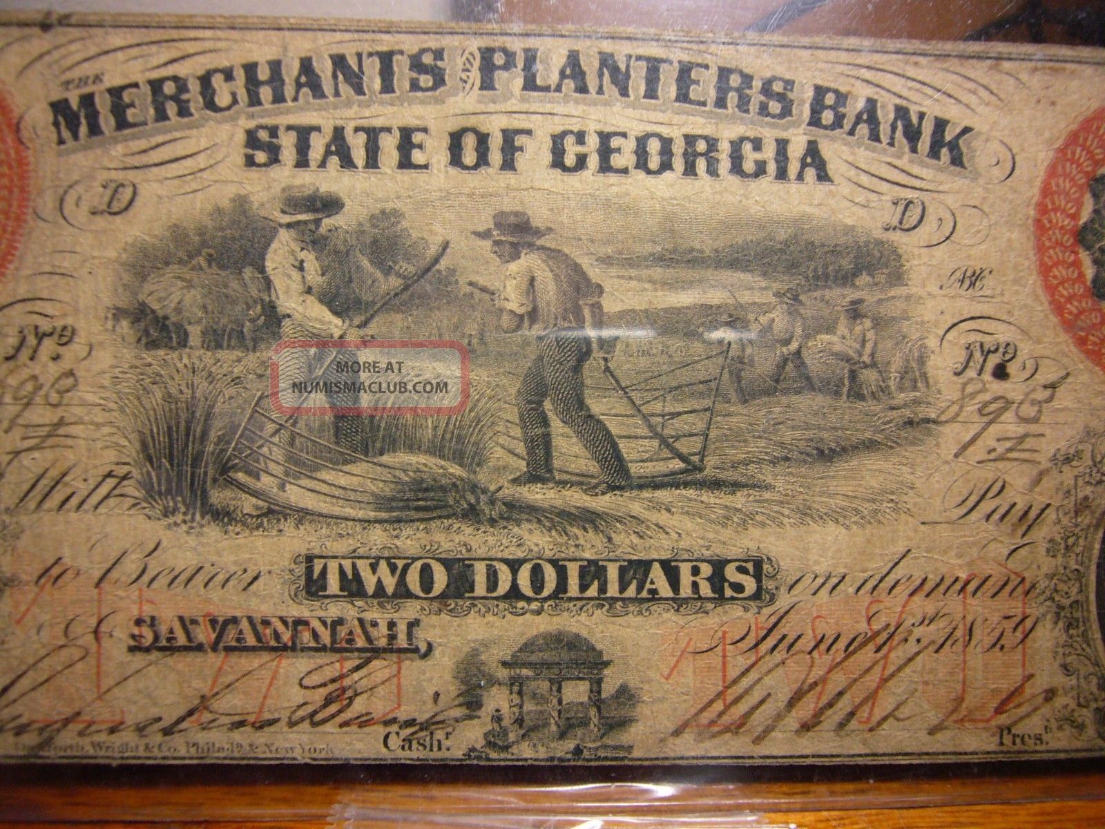 $2 Dollar Merchants Planters Bank - Savannah Ga - Obsolete Note October ...